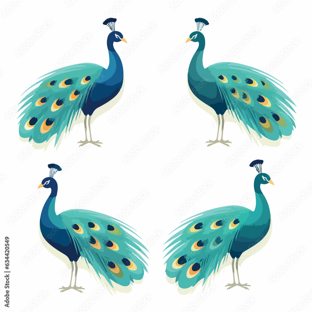 Peacock in logo, icon style. 2d cute vector illustration in cartoon ...