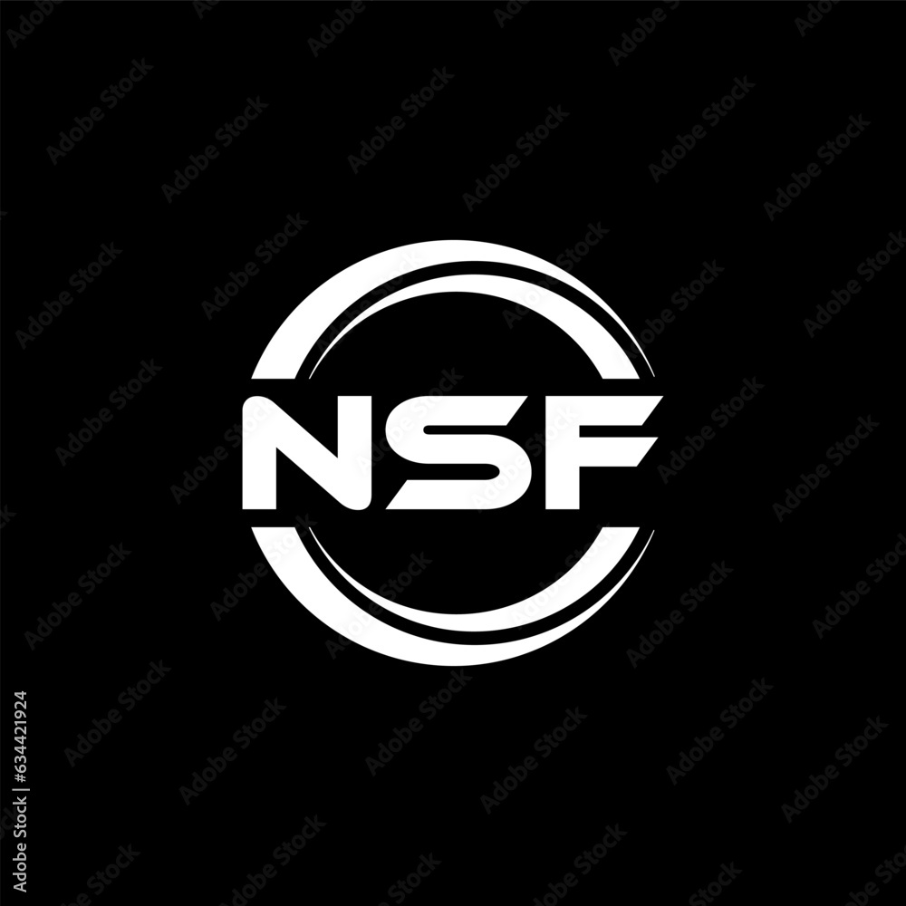 NSF letter logo design with black background in illustrator, vector ...