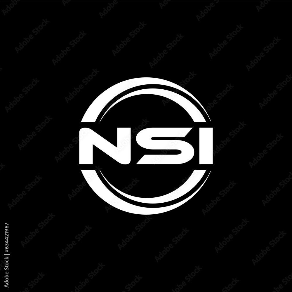 NSI letter logo design with black background in illustrator, vector ...