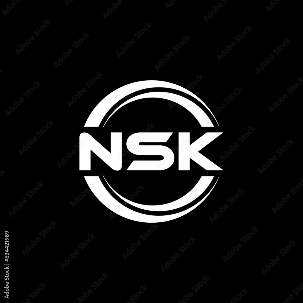 NSK letter logo design with black background in illustrator, vector ...