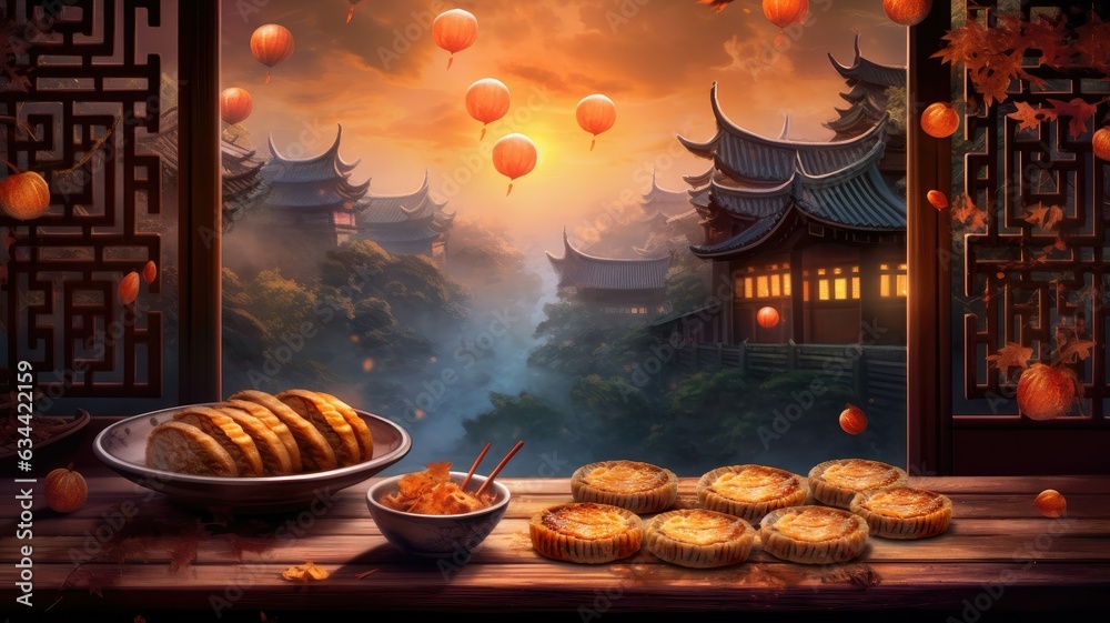 Mid-Autumn Festival celebration of the rice harvest, lunar month in the ...