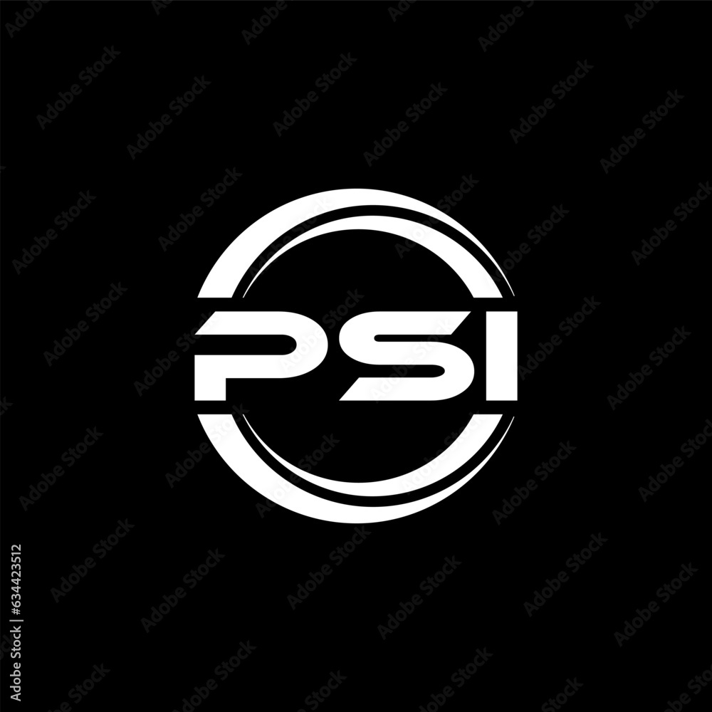 PSI letter logo design with black background in illustrator, vector ...