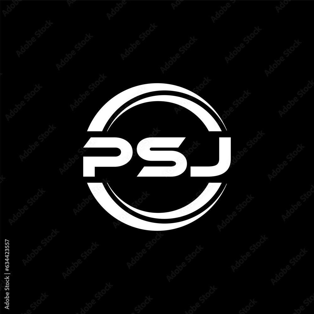 PSJ letter logo design with black background in illustrator, vector ...