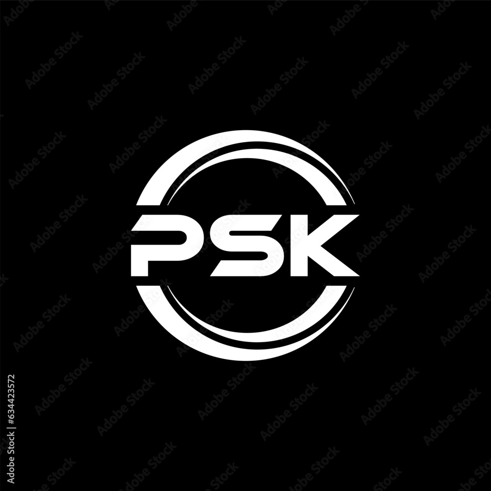 PSK letter logo design with black background in illustrator, vector ...