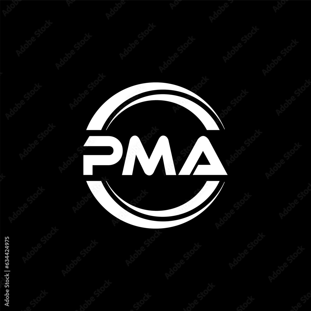 PMA letter logo design with black background in illustrator, vector ...