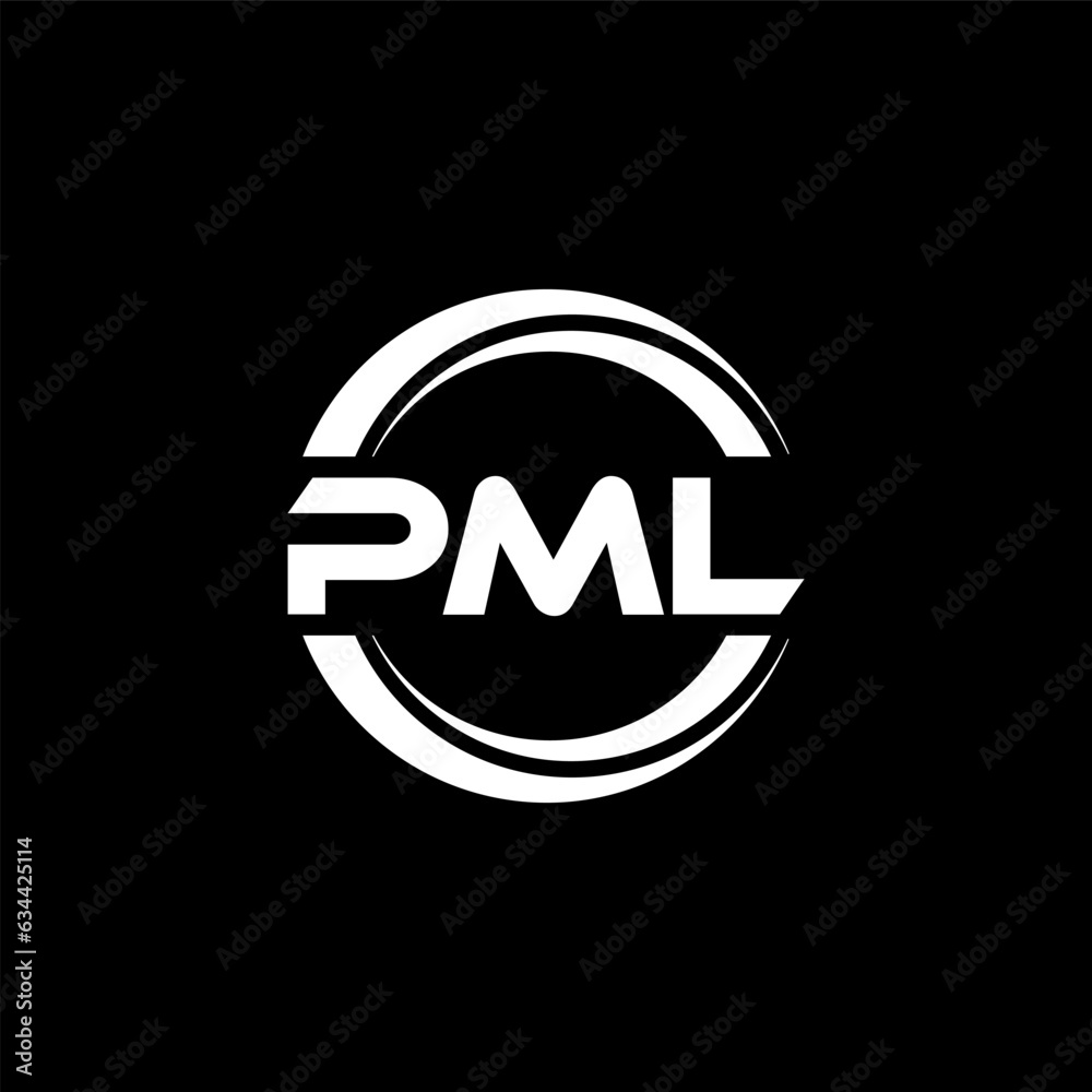 PML letter logo design with black background in illustrator, vector ...