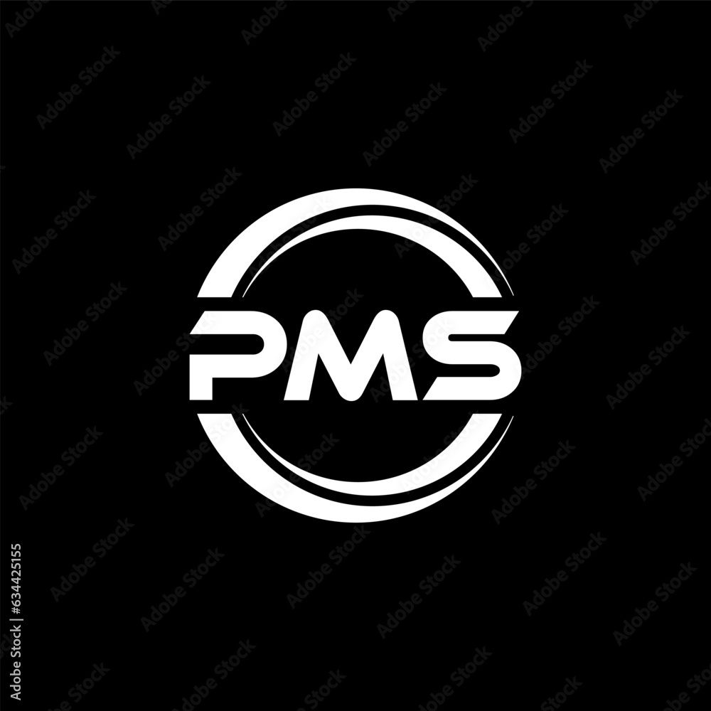 PMS letter logo design with black background in illustrator, vector ...