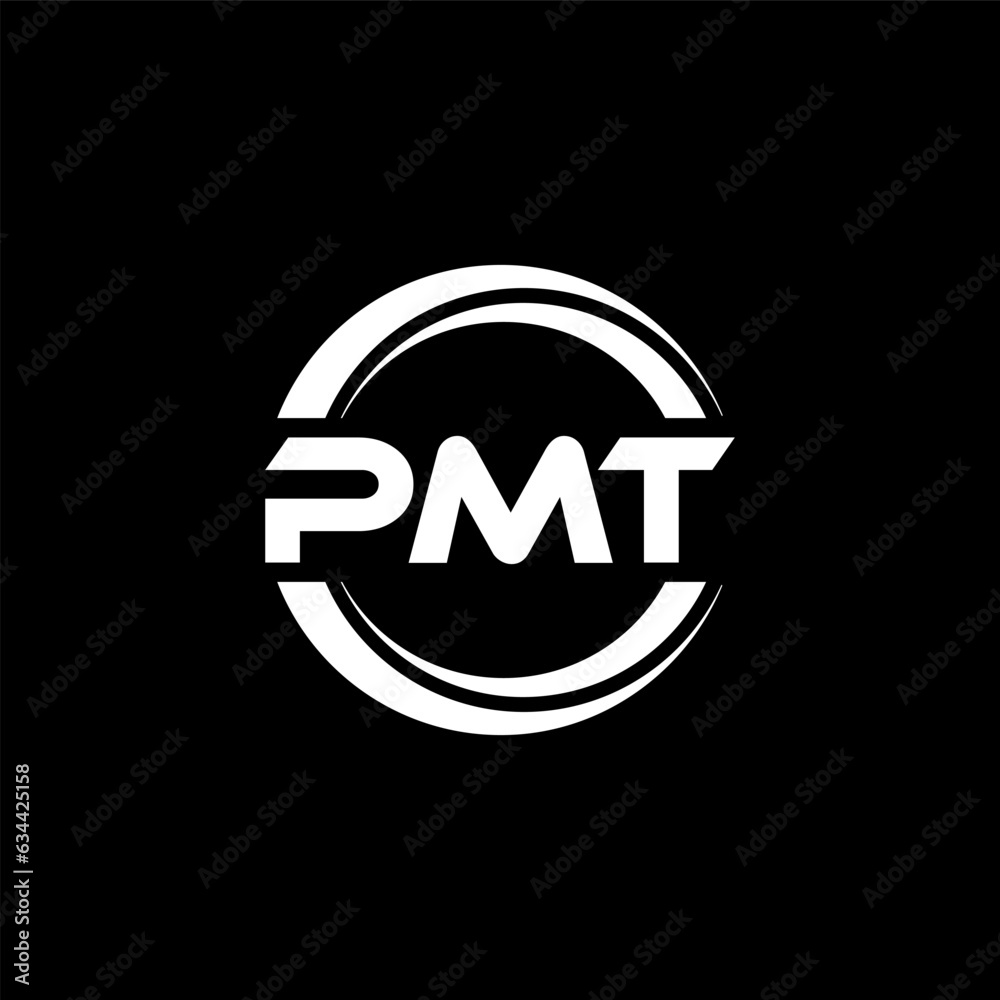 PMT letter logo design with black background in illustrator, vector ...