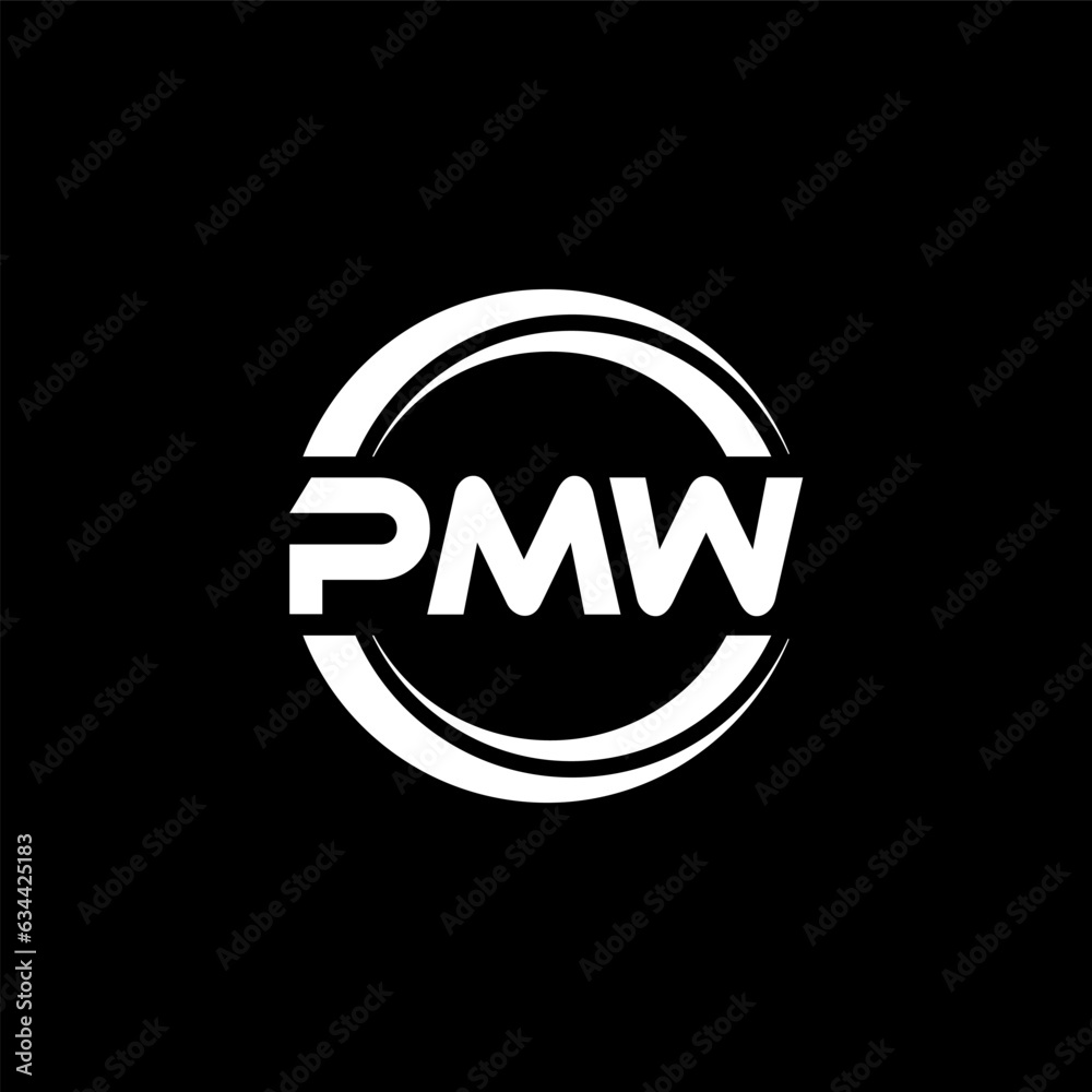 PMW letter logo design with black background in illustrator, vector ...