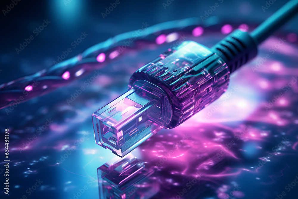 moving Ethernet cable connectors, as if they were connected to or ...