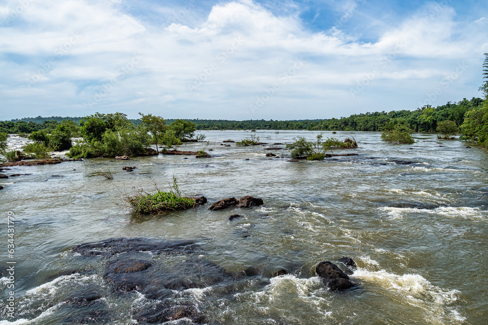 Iguazu Falls, the largest series of waterfalls of the world, located at ...