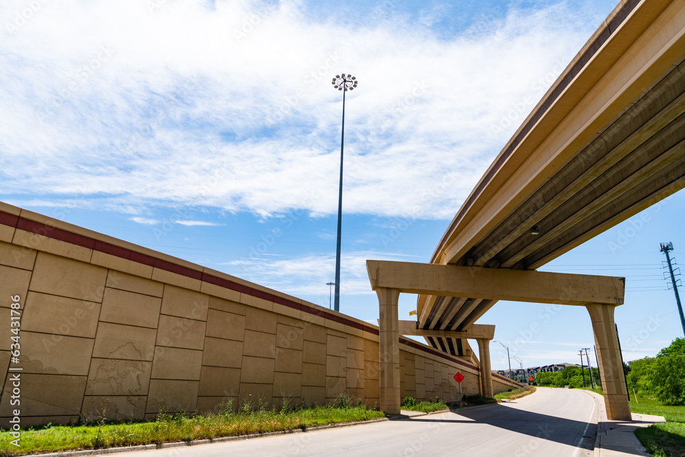 flyover architecture of transport system. bridge overpass on highway ...