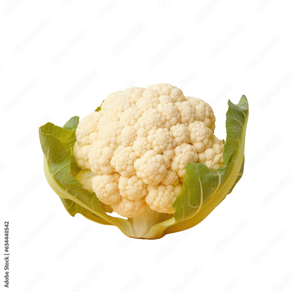 A single fresh cauliflower displayed on a transparent background Stock ...