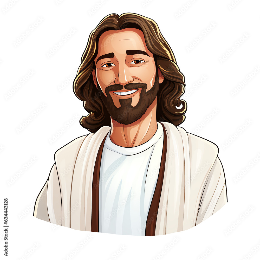 Smiling Bible Cartoon Character Jesus, Isolated Illustration Stock ...