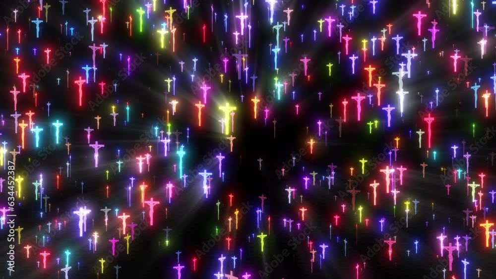 Christian Cross Falling Animation Background The Cross Is Made By Particle Falling On The Dark