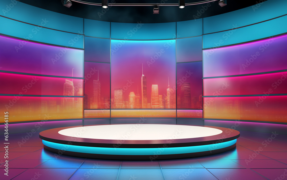3D Virtual TV Studio News, Backdrop For TV Shows .TV On Wall.3D Virtual ...
