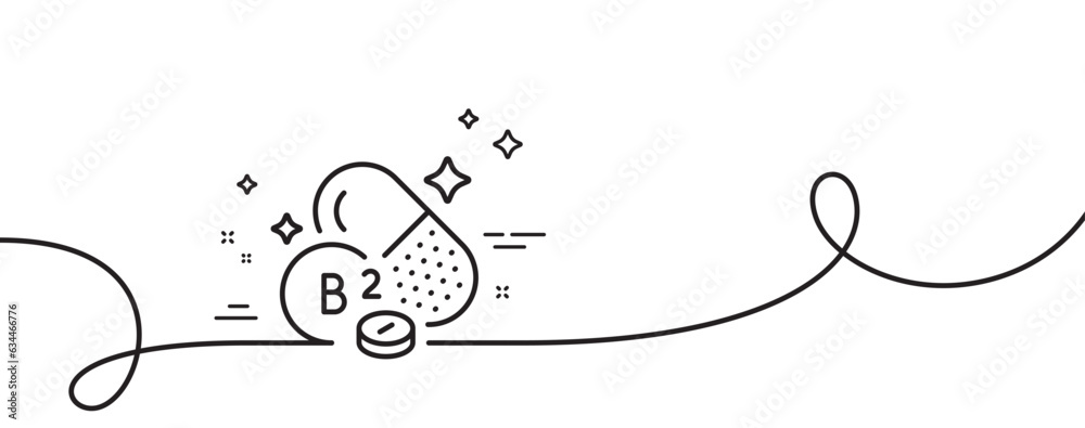 Vitamin B2 line icon. Continuous one line with curl. Riboflavin food ...
