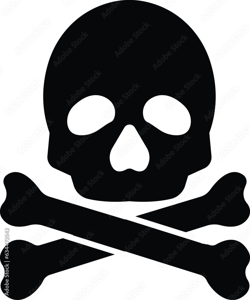 Crossbones death skull, danger or poison flat vector for apps and ...
