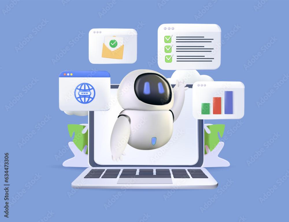 3D Business digitalization abstract concept vector illustration set. 3D ...