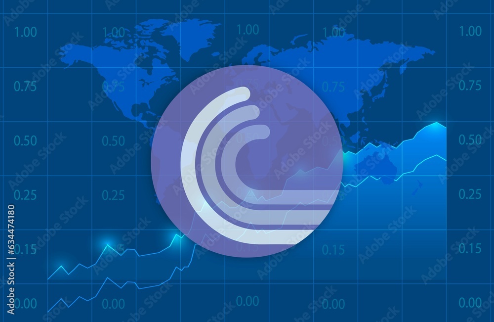 bittorrent-bttc virtual currency image in the digital background. 3d ...