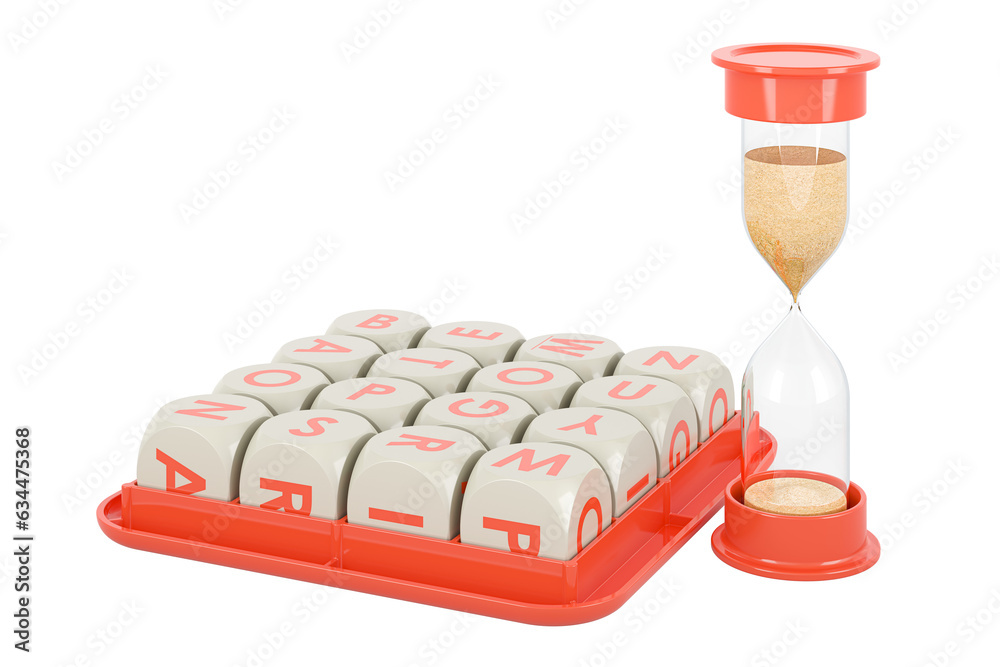 Boggle Board Game, closeup. 3D rendering isolated on transparent ...