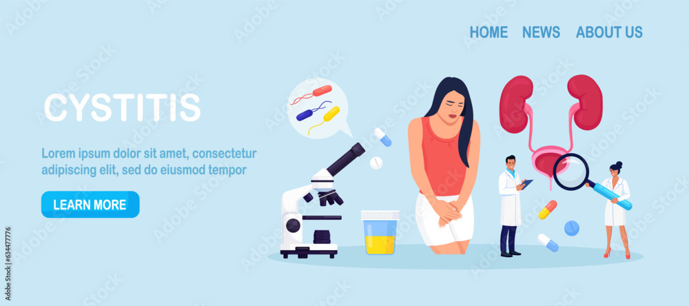 Woman holding her hands in the lower abdomen. Person with bladder ...
