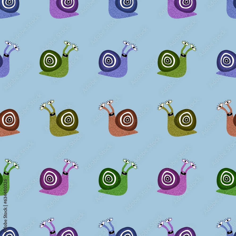 Cartoon animals seamless snails pattern for fabrics and wrapping paper ...