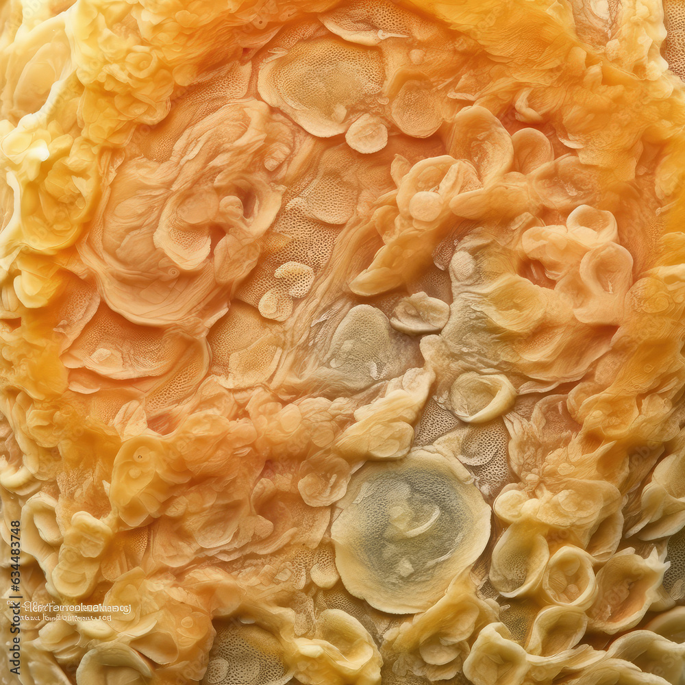 Unreal yellow fat, like obesity cells, under the microscope, is a ...