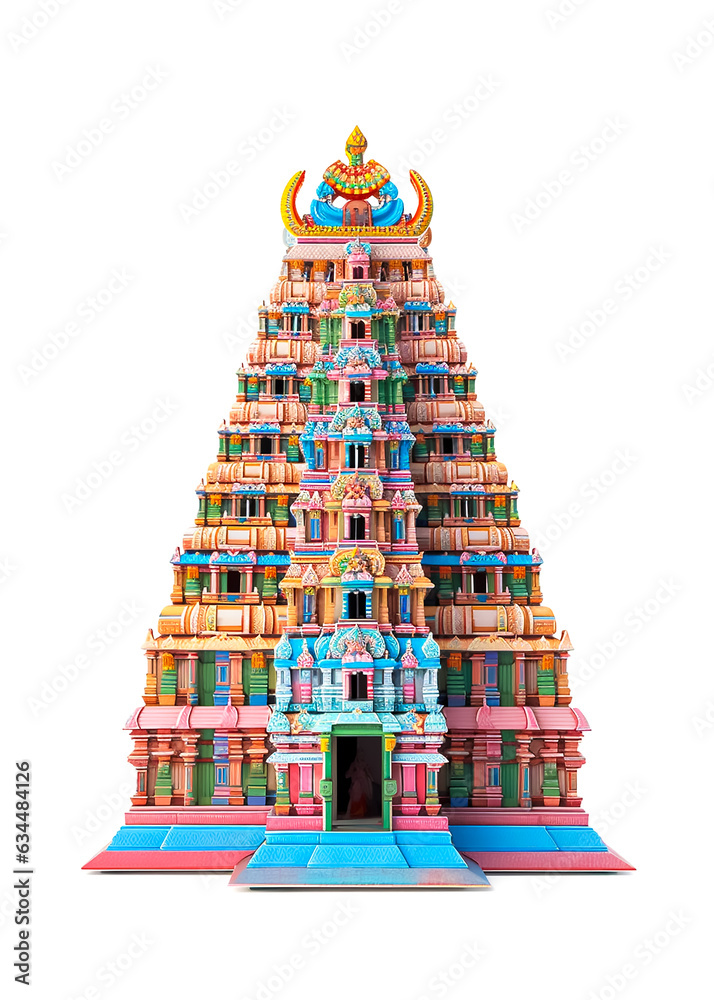 Illustration of typical South Indian Hindu temple architecture icon, AI ...