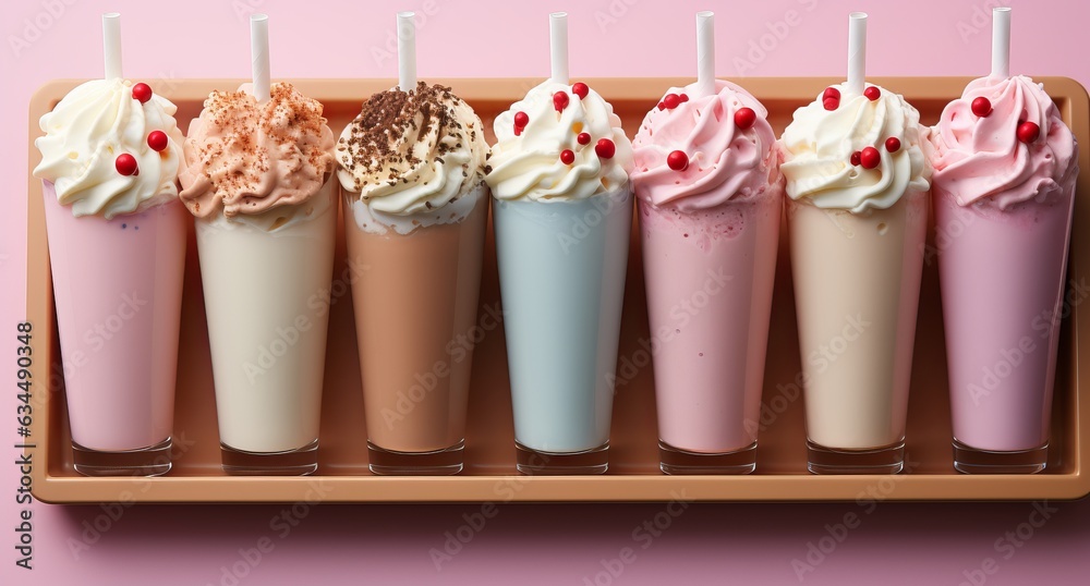 Barbie cocktail, milkshake on sundae, barbie style pink tint background ...