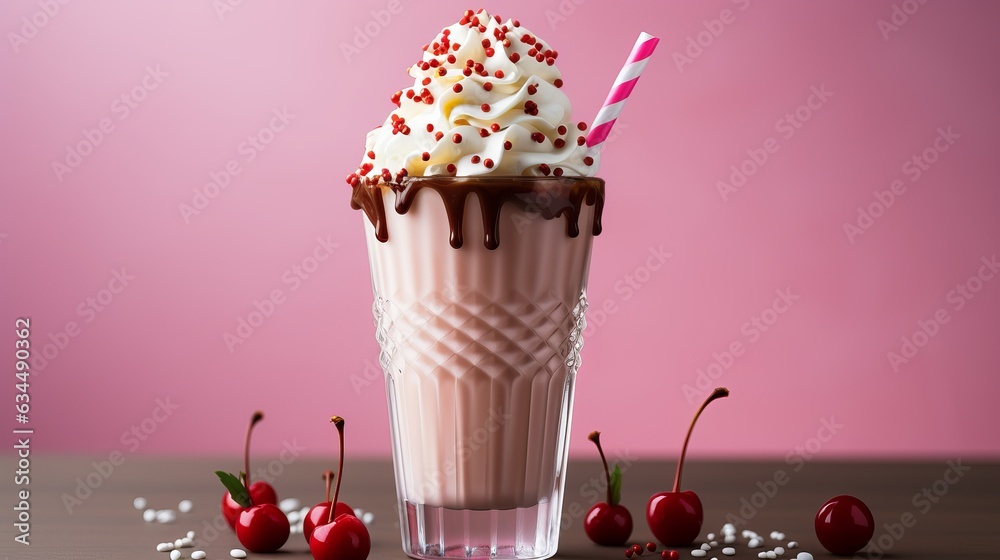 Barbie cocktail, milkshake on sundae, barbie style pink tint background ...