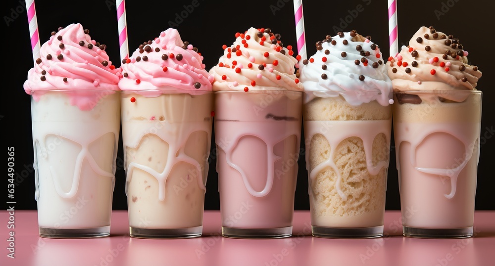 Barbie cocktail, milkshake on sundae, barbie style pink tint background ...