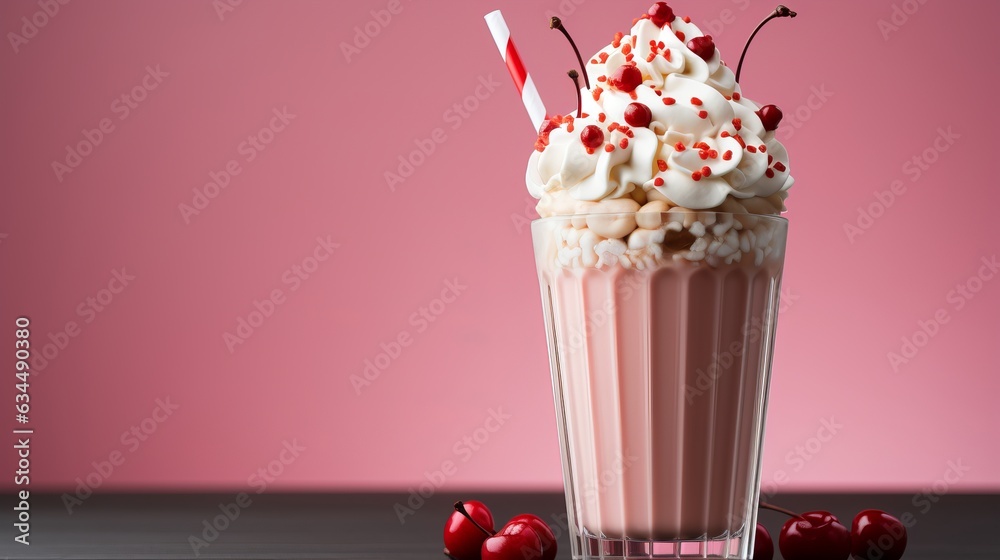 Barbie cocktail, milkshake on sundae, barbie style pink tint background ...