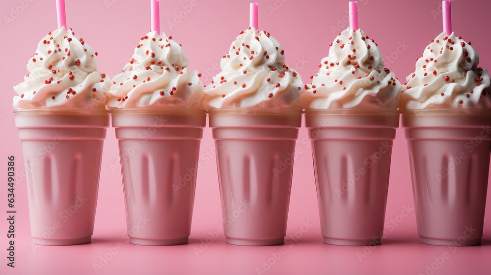 Barbie cocktail, milkshake on sundae, barbie style pink tint background ...