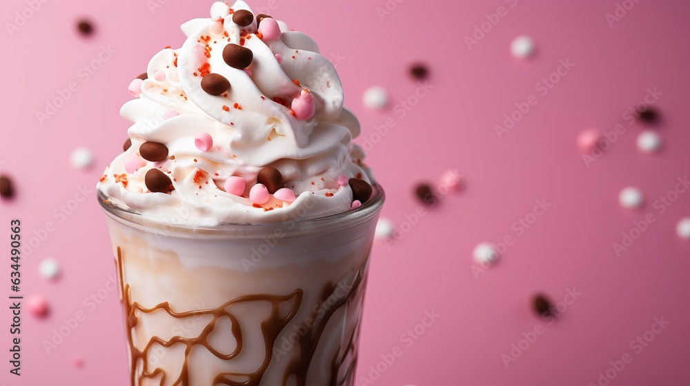 Barbie cocktail, milkshake on sundae, barbie style pink tint background ...