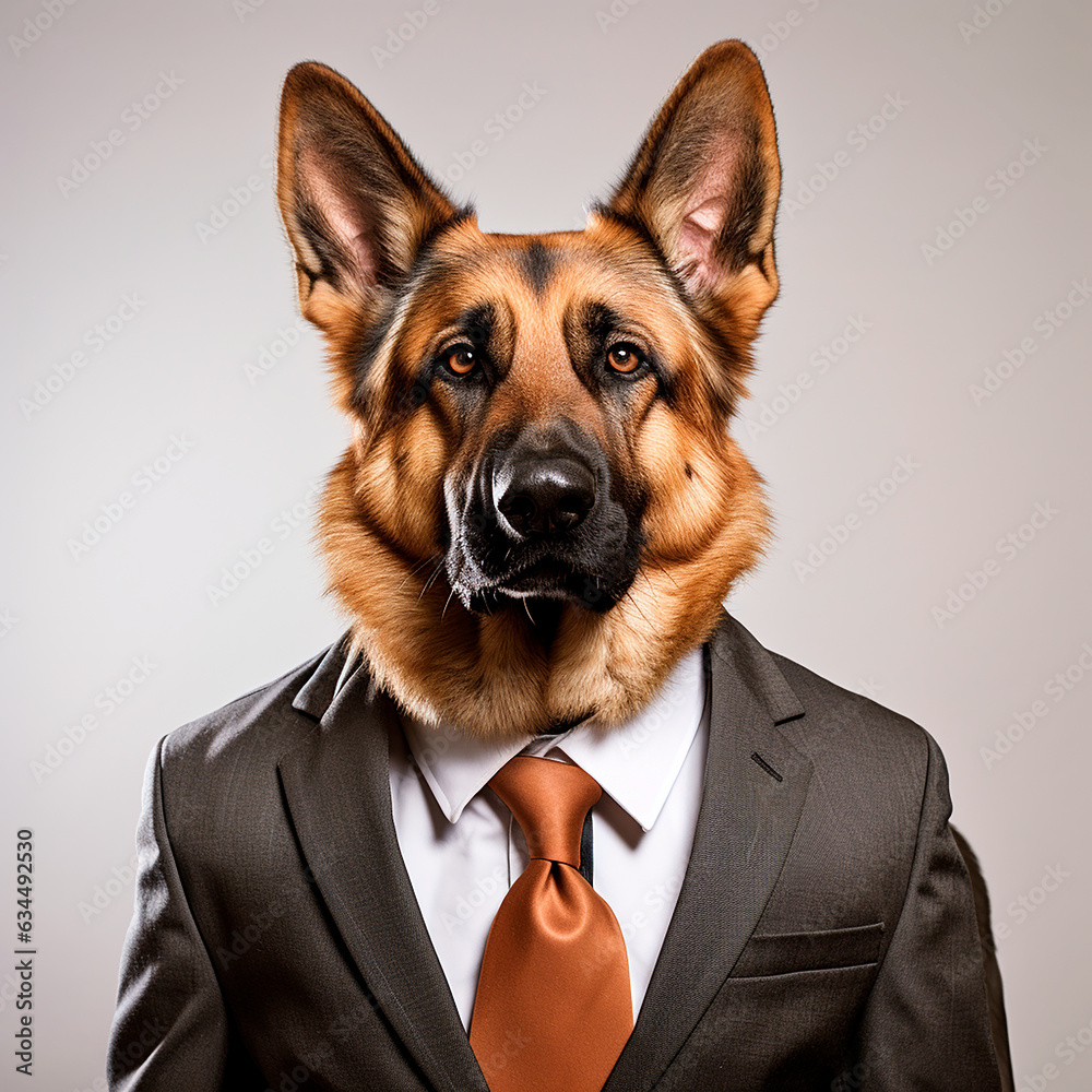 German Shepherd wearing a suit. Hyperealistic anthropomorphic animal ...