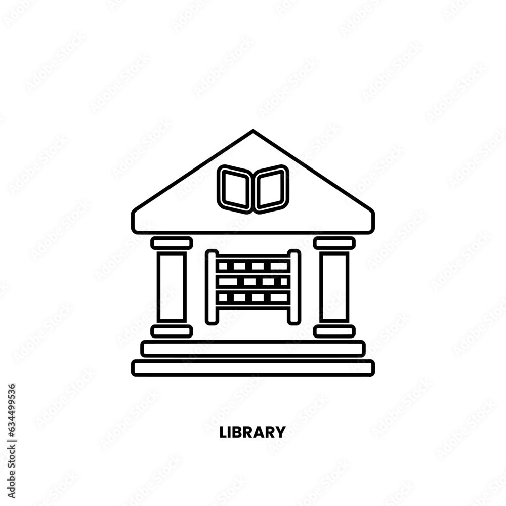 Library building icon in outline style. Design element of International ...