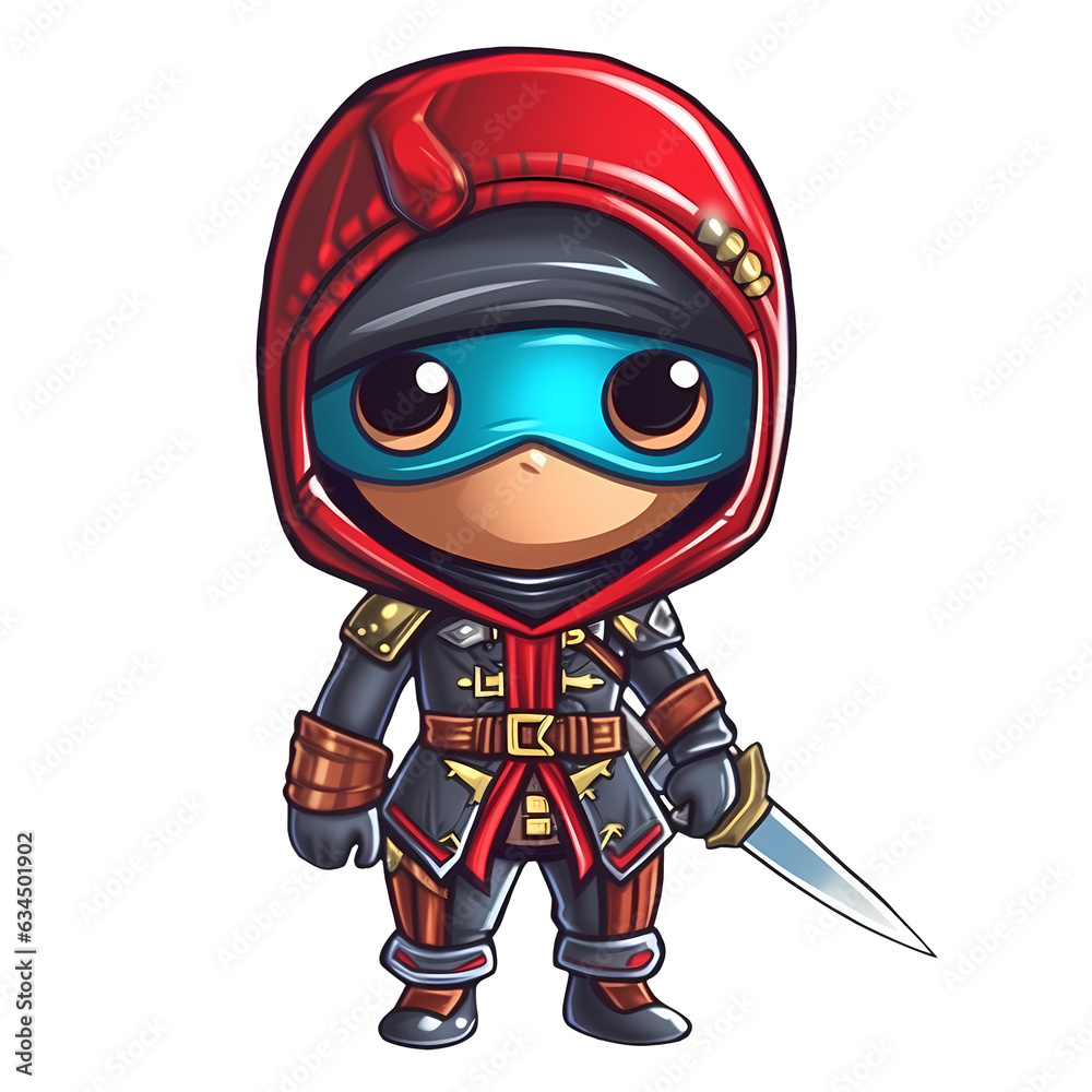 Cute Prince Ninja Clipart Illustration Stock Illustration | Adobe Stock