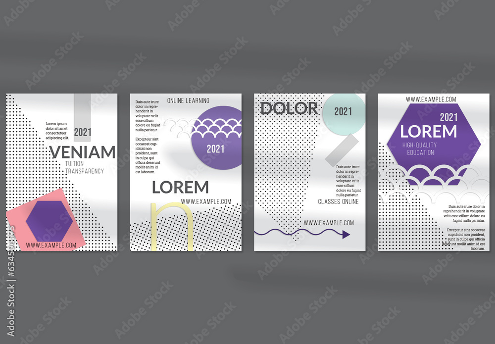 Flyer Layout with Paper Cut Layered Simple Geometric Shapes Stock ...
