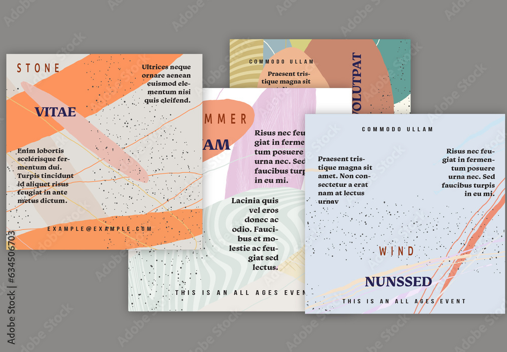 Social Media Square Post Layout Overlapping Blobs Textured With Spots ...