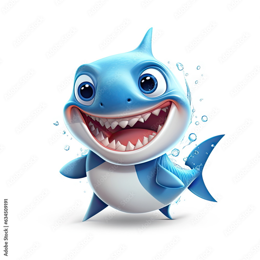 Cartoon character of shark Stock Illustration | Adobe Stock