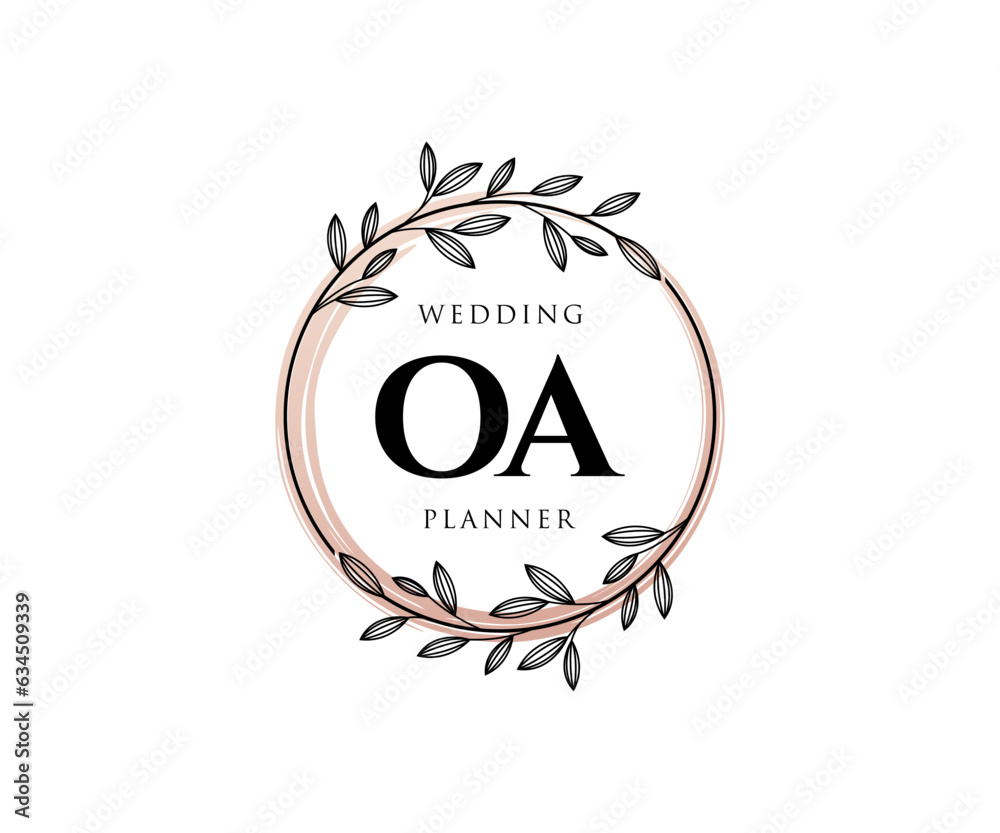 OA Initials letter Wedding monogram logos collection, hand drawn modern ...