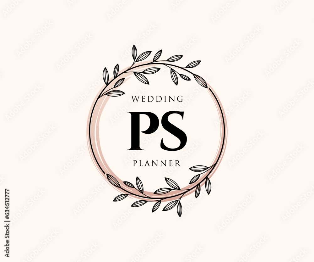 PS Initials letter Wedding monogram logos collection, hand drawn modern ...