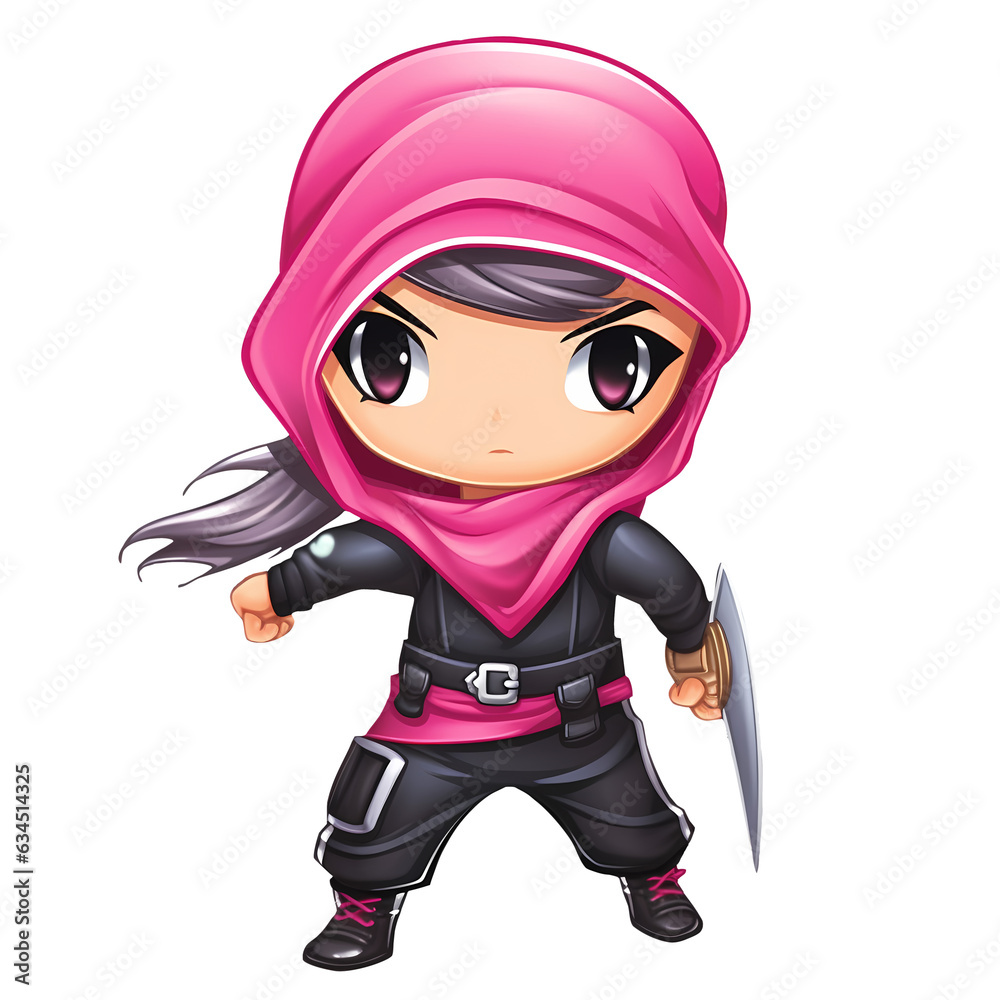 Cute Ninja Girl Clipart Illustration Stock Illustration | Adobe Stock