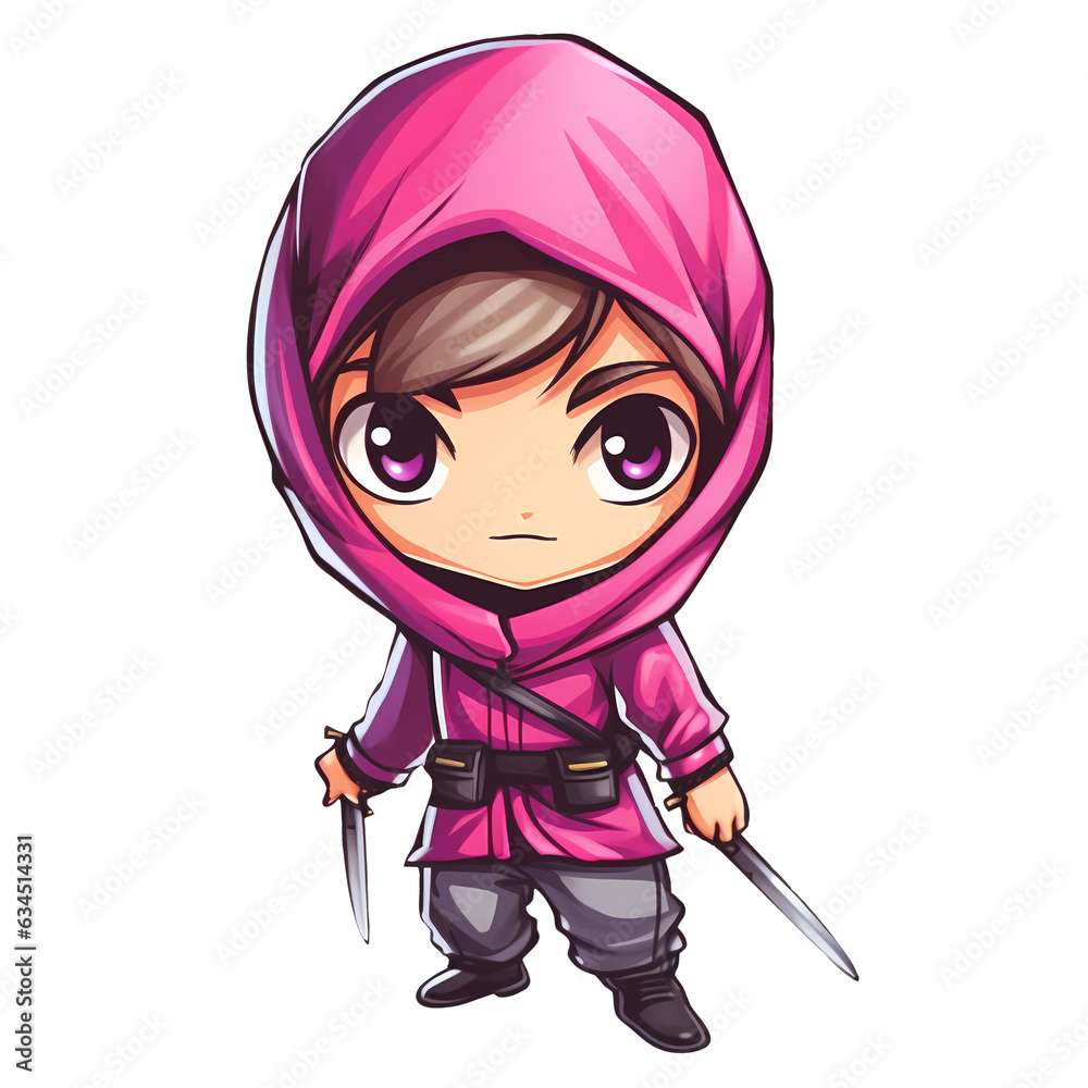 Cute Ninja Girl Clipart Illustration Stock Illustration | Adobe Stock