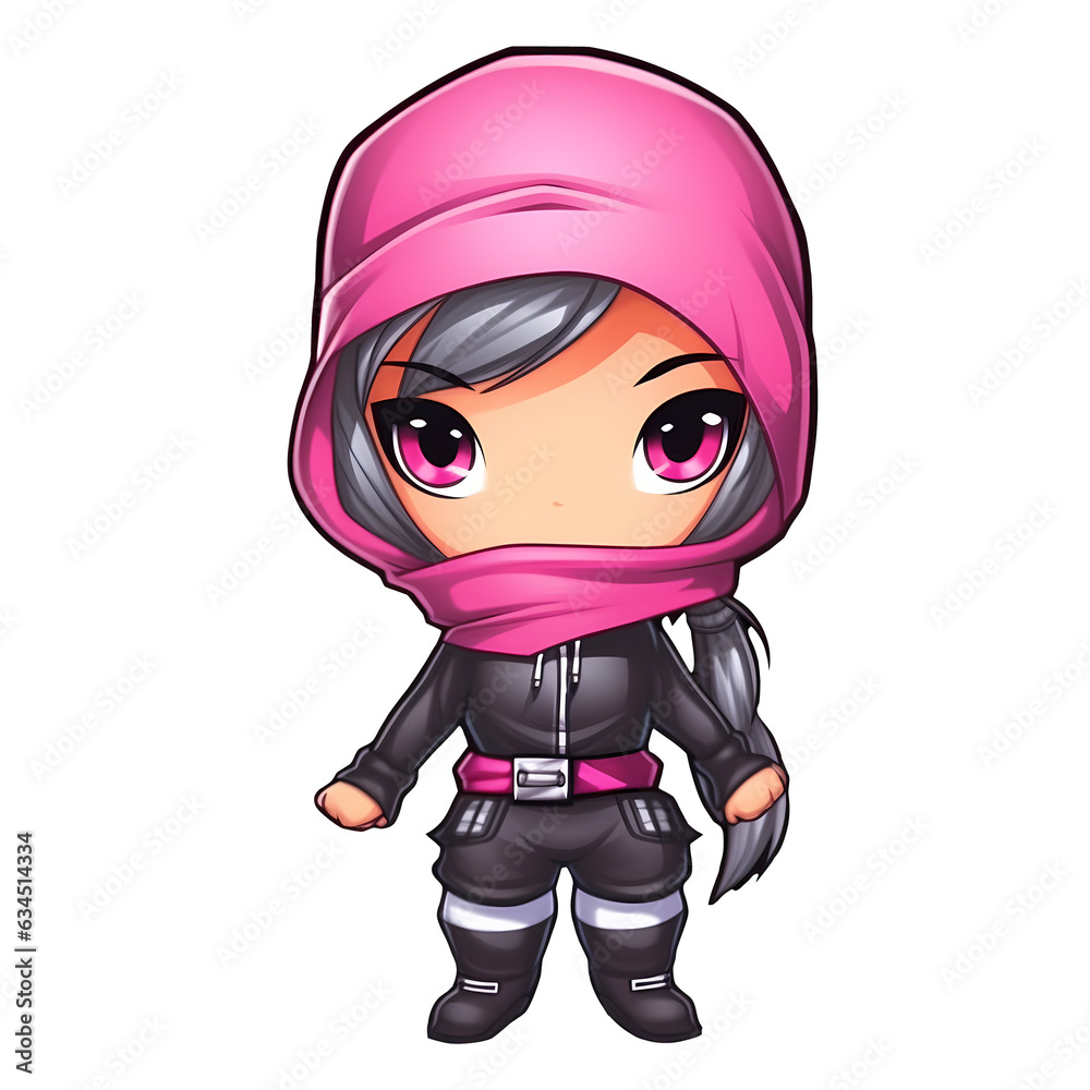 Cute Ninja Girl Clipart Illustration Stock Illustration | Adobe Stock