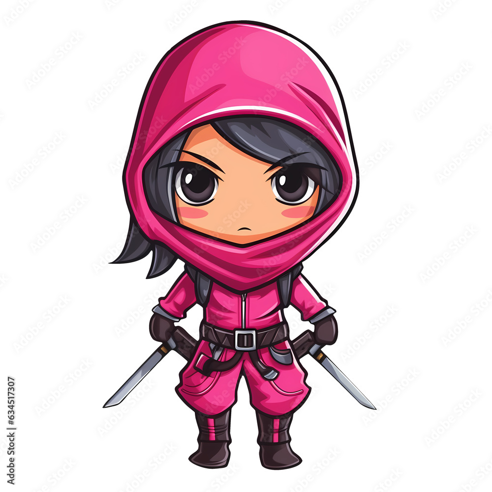 Cute Ninja Girl Clipart Illustration Stock Illustration | Adobe Stock