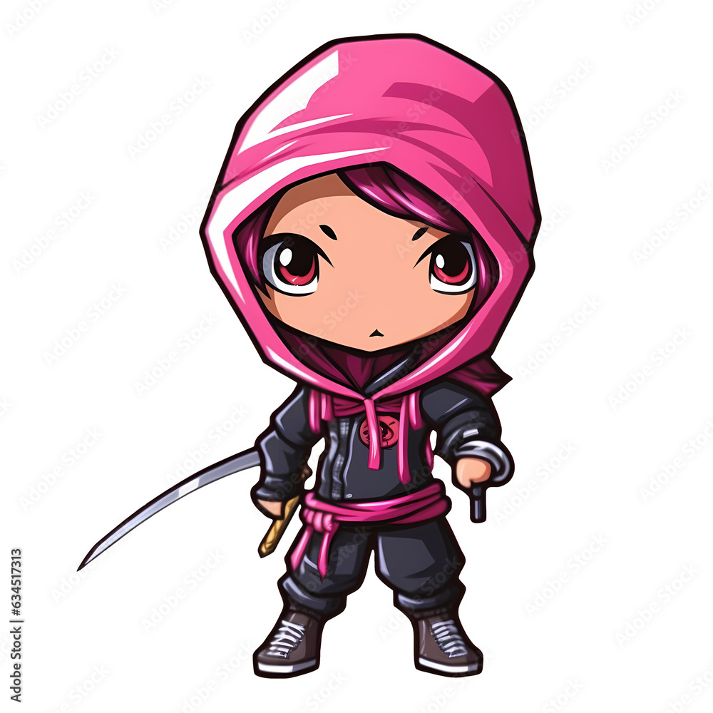 Cute Ninja Girl Clipart Illustration Stock Illustration | Adobe Stock