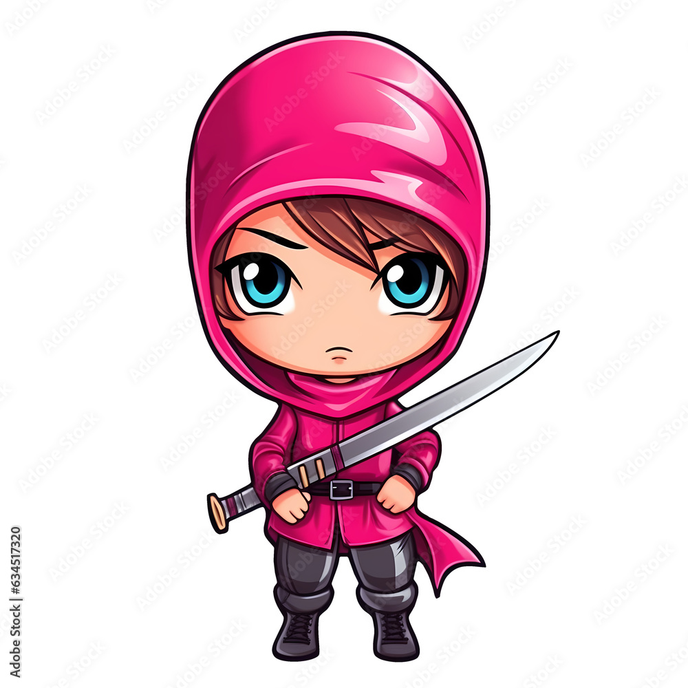 Cute Ninja Girl Clipart Illustration Stock Illustration Adobe Stock