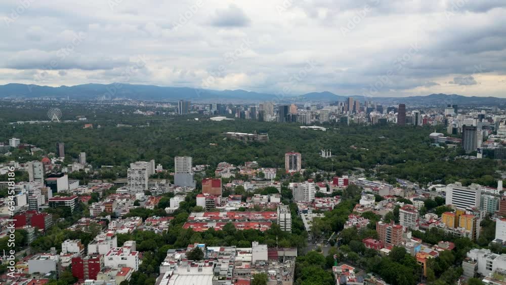 Aerial view of Chapultepec Castle, surrounded by forest in Mexico City ...